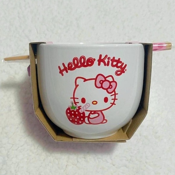 Hello Kitty | Dining | Hello Kitty Ceramic Ramen Bowl And Chopsticks ...